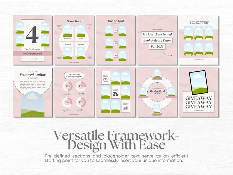 Book Instagram Bookstagram Canva Template Bookish Instagram Book Lover ...