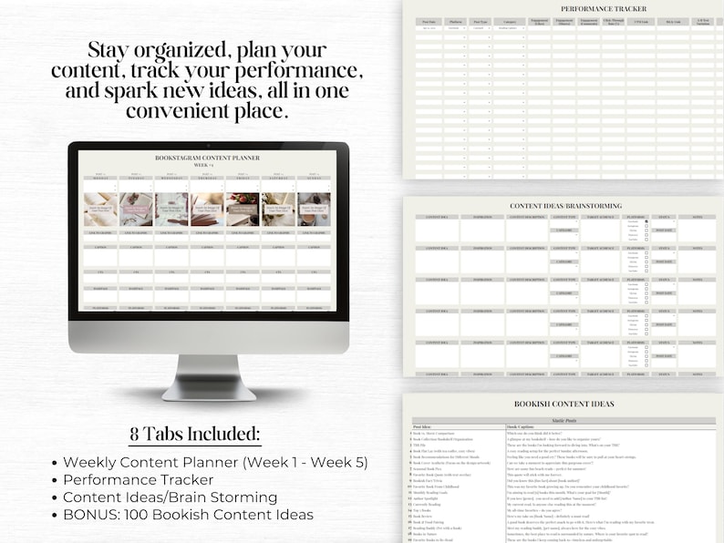 Bookstagram Monthly Social Media Content Calendar Template Google Sheet ...