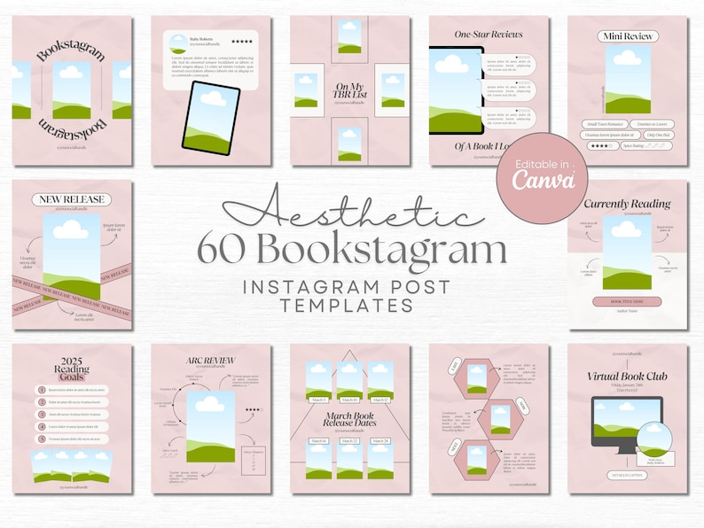 Book Instagram Bookstagram Canva Template Bookish Instagram Book Lover ...