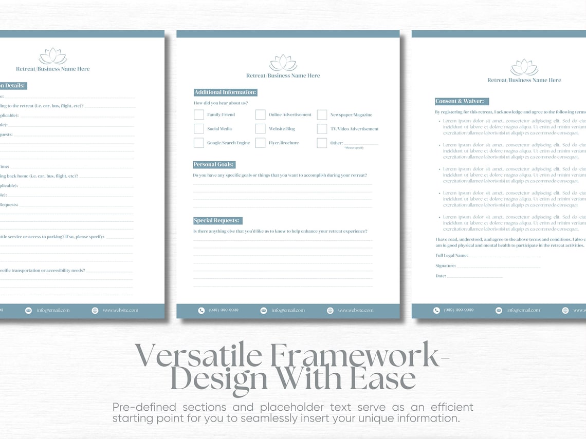 Wellness Retreat Registration Form Template Editable Yoga Retreat ...