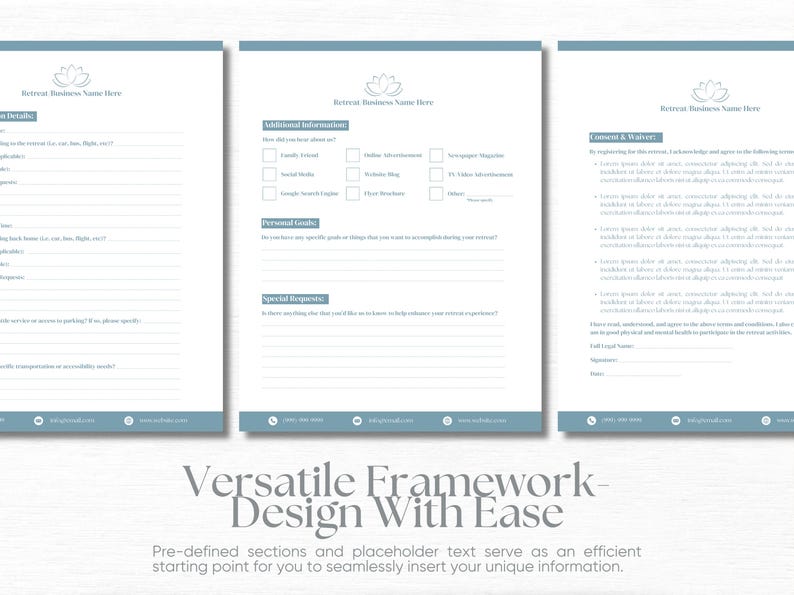 Wellness Retreat Registration Form Template Editable Yoga Retreat ...