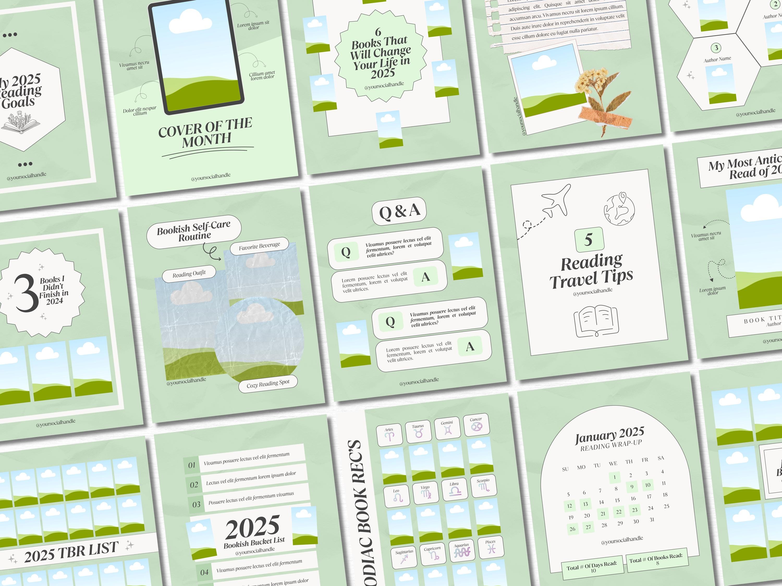 2025 Book Template Bookstagram Canva Bookish Instagram Book Lover ...