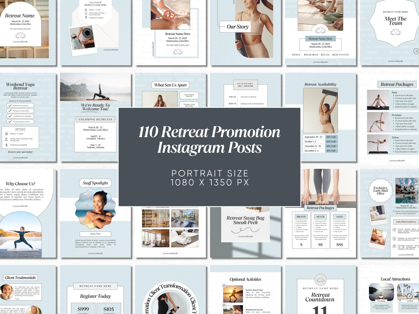 Wellness Retreat Instagram Post Template Yoga Retreat Promotion Women ...