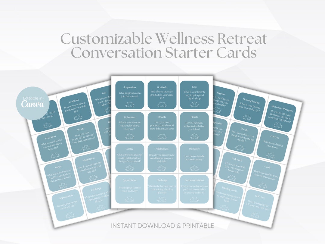 Wellness Retreat Conversation Starter Cards Retreat Participant ...