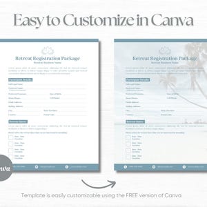 Wellness Retreat Registration Form Template Editable Yoga Retreat ...