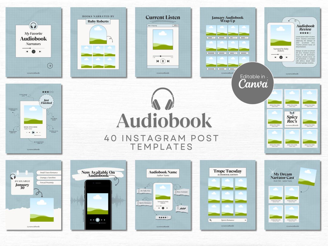 Audiobook Instagram Bookstagram Canva Template Bookish Instagram Book ...