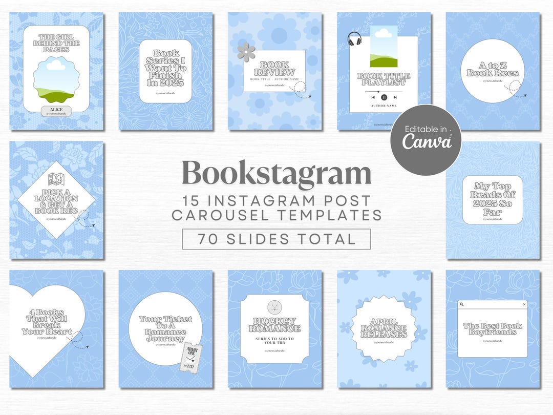 Book Instagram Bookstagram Template Canva Bookish Instagram Book Trope ...