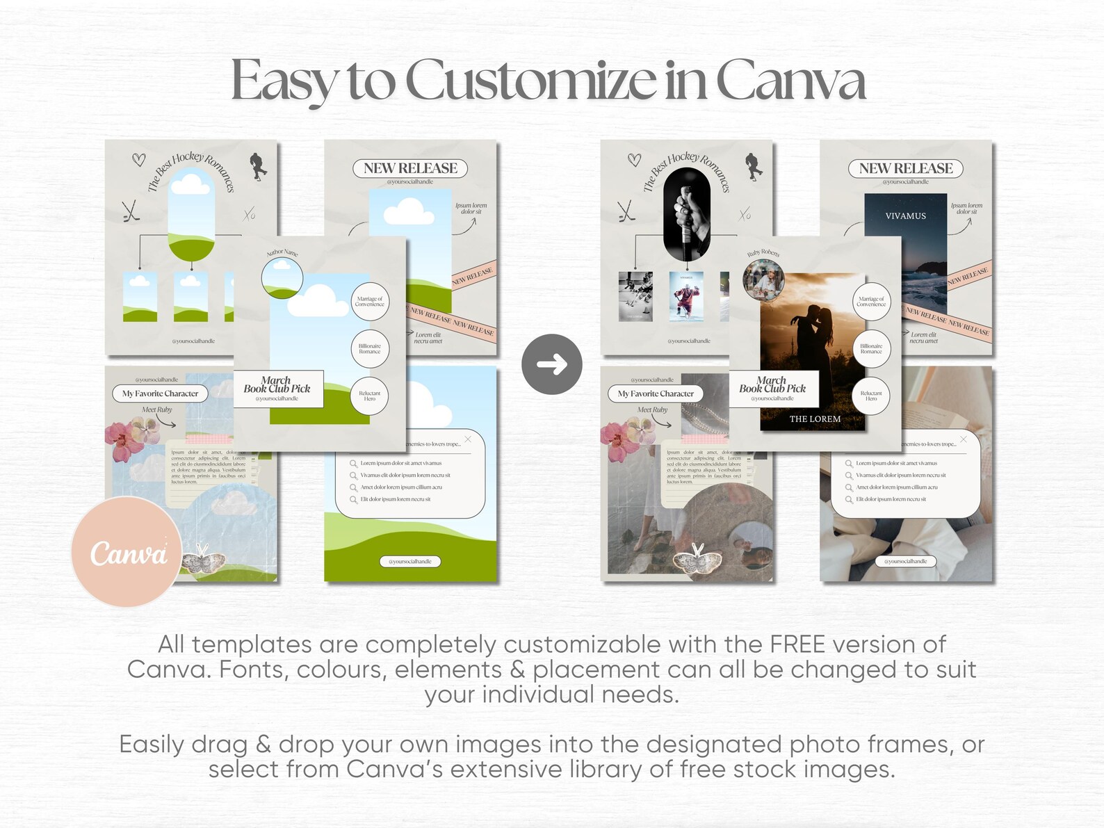 Book Instagram Bookstagram Canva Template Bookish Instagram Book Lover ...