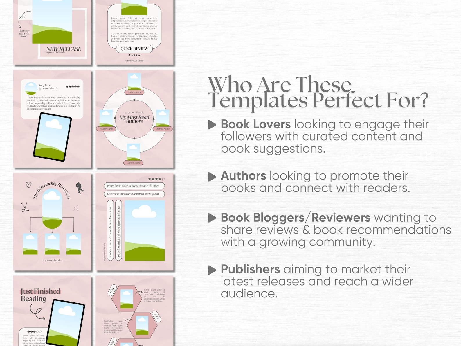 Book Instagram Bookstagram Canva Template Bookish Instagram Book Lover ...