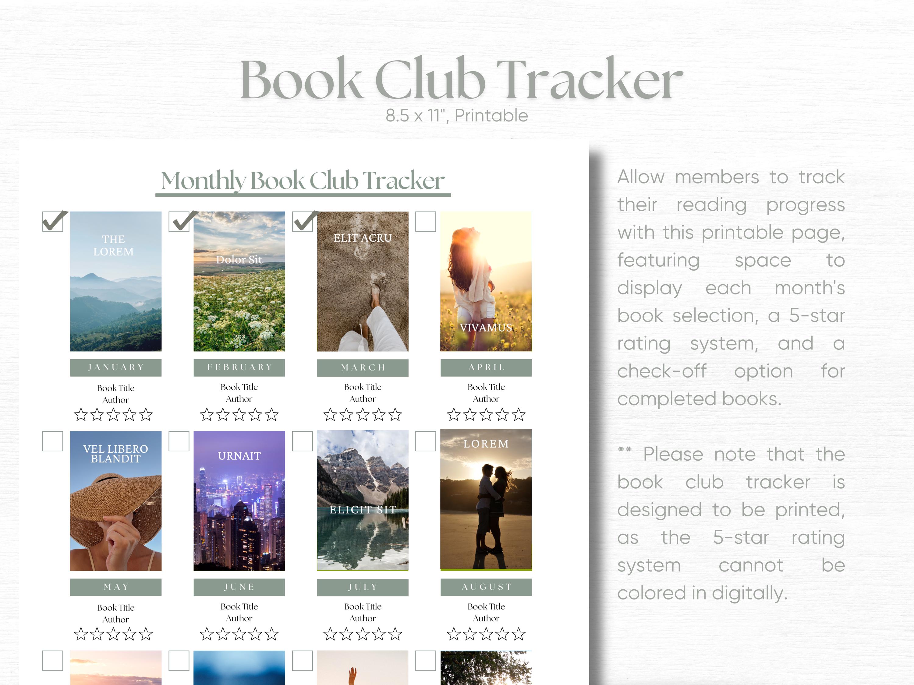 Book Club Planner Template Printable Book Club Tracker Template ...