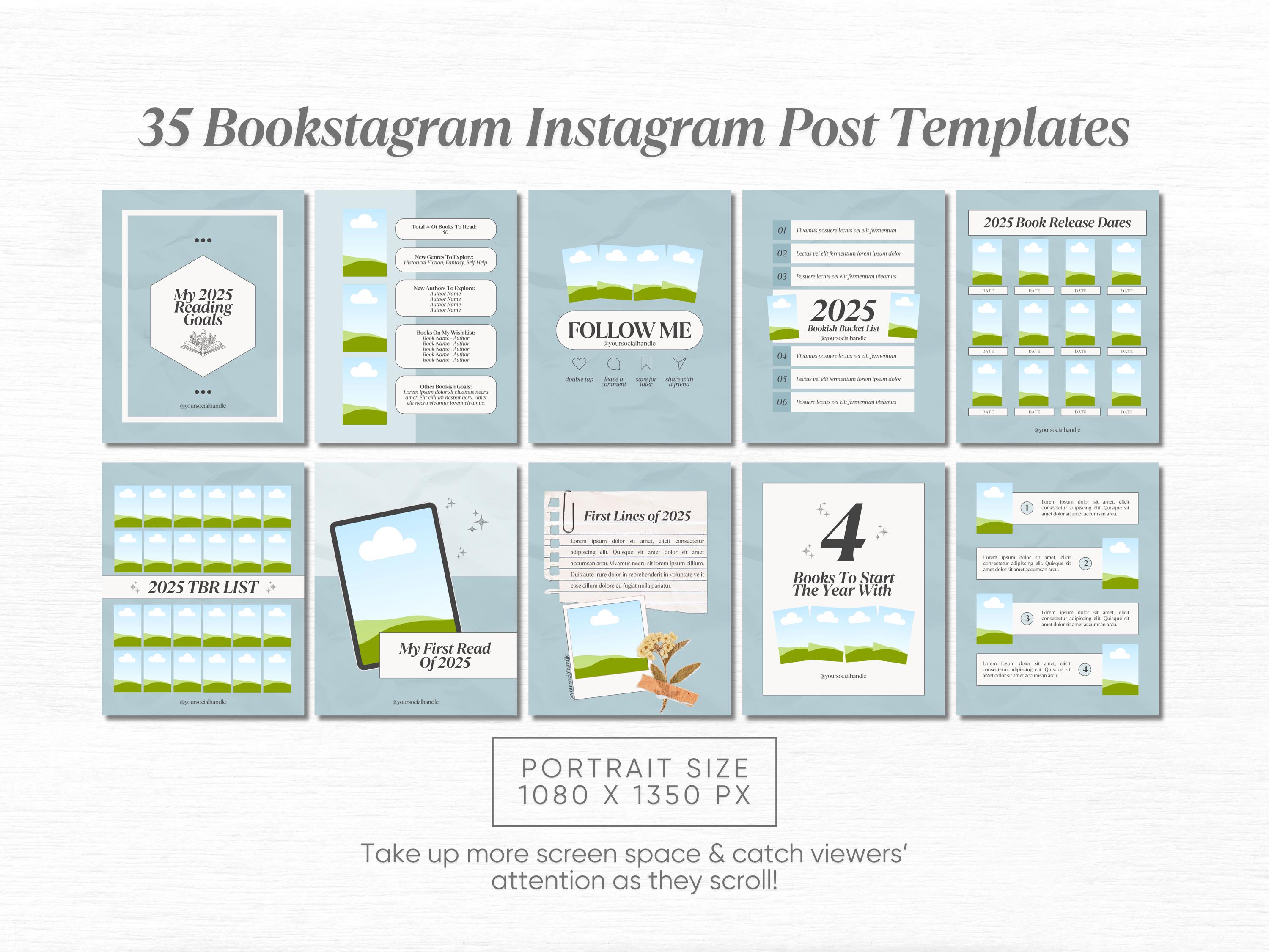 2025 Book Template Bookstagram Canva Bookish Instagram Book Lover ...