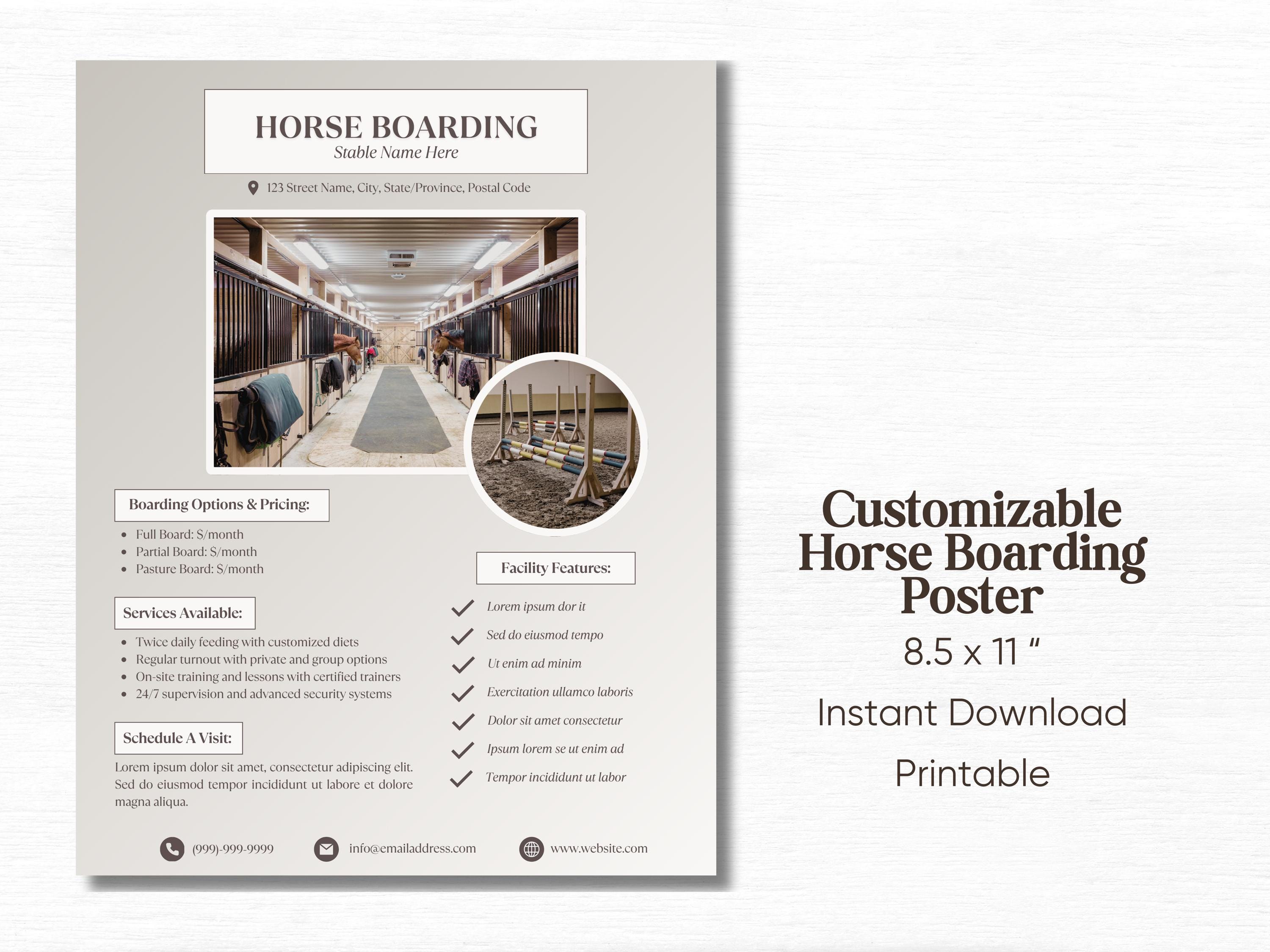 Horse Boarding Advertisement Canva Equestrian Template Barn Owner ...