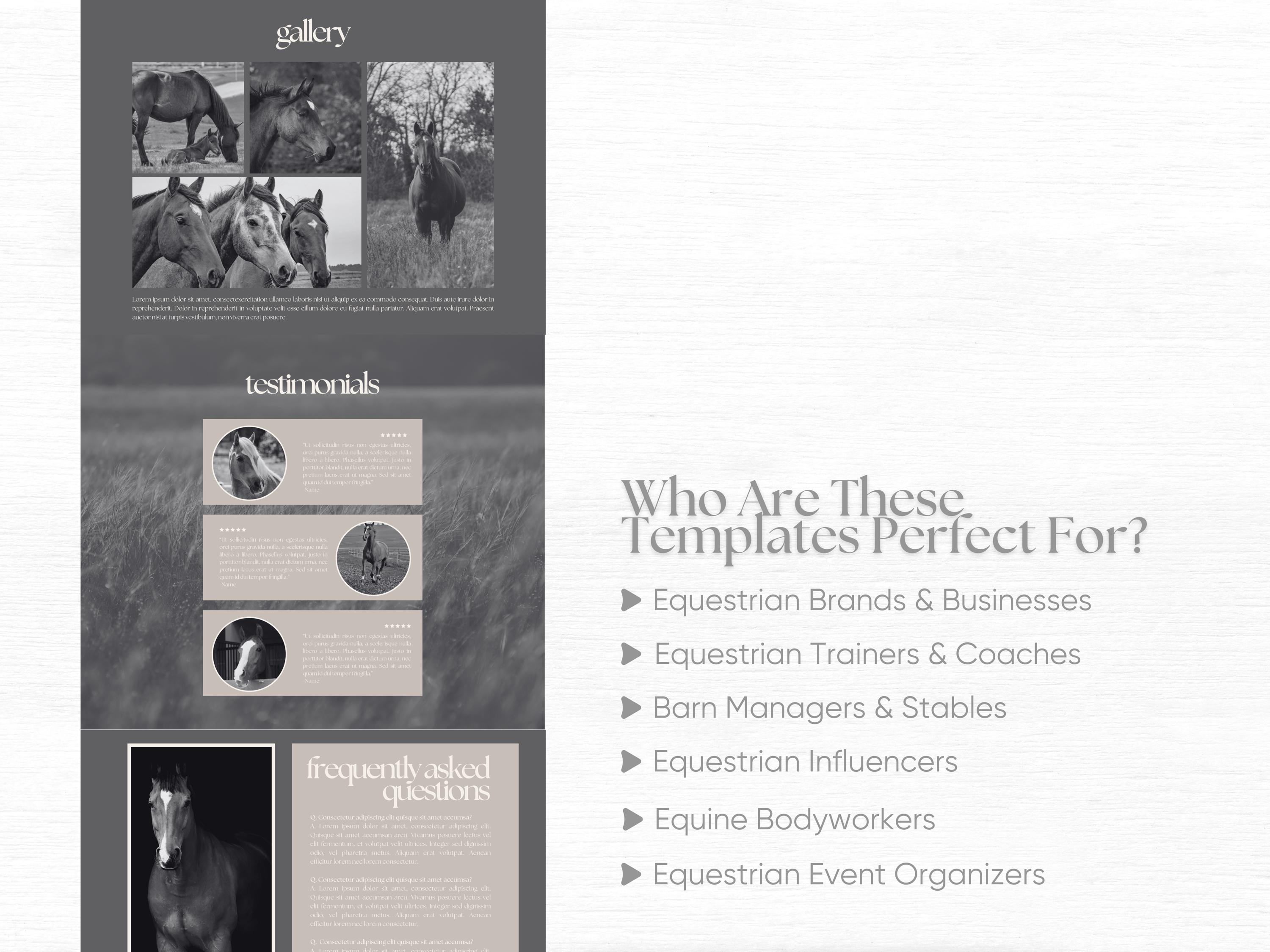 Horse Business Canva Website Template Customizable Equestrian Brand ...