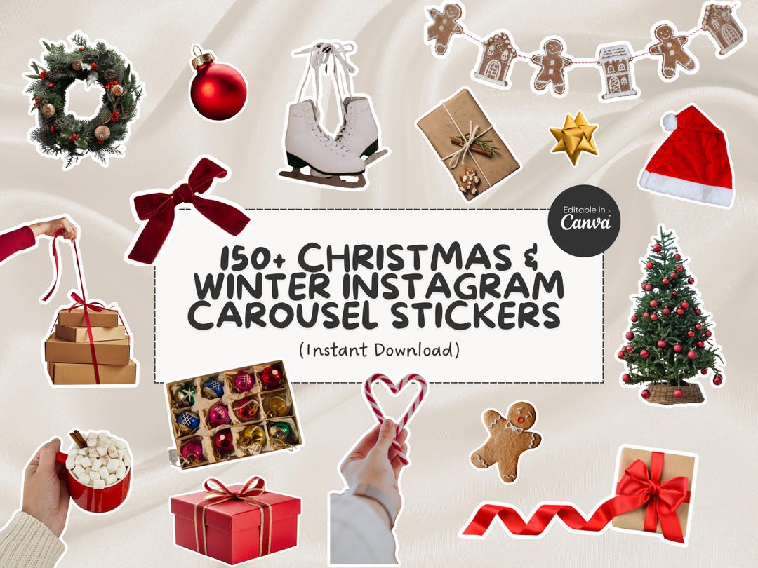 Christmas Instagram Carousel Stickers Cozy Viral Aesthetic Winter ...
