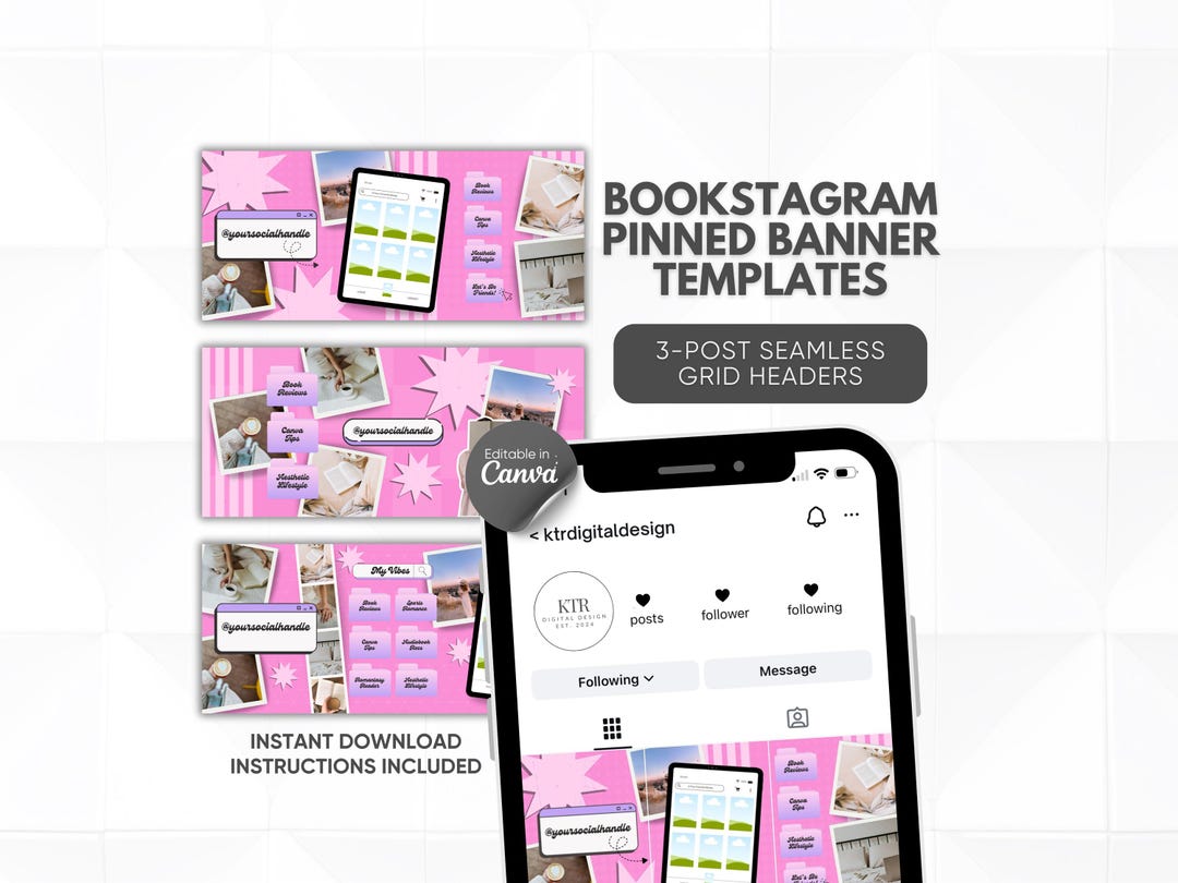 Seamless Instagram Banner Bookstagram Pinned Post Trendy Instagram Grid ...