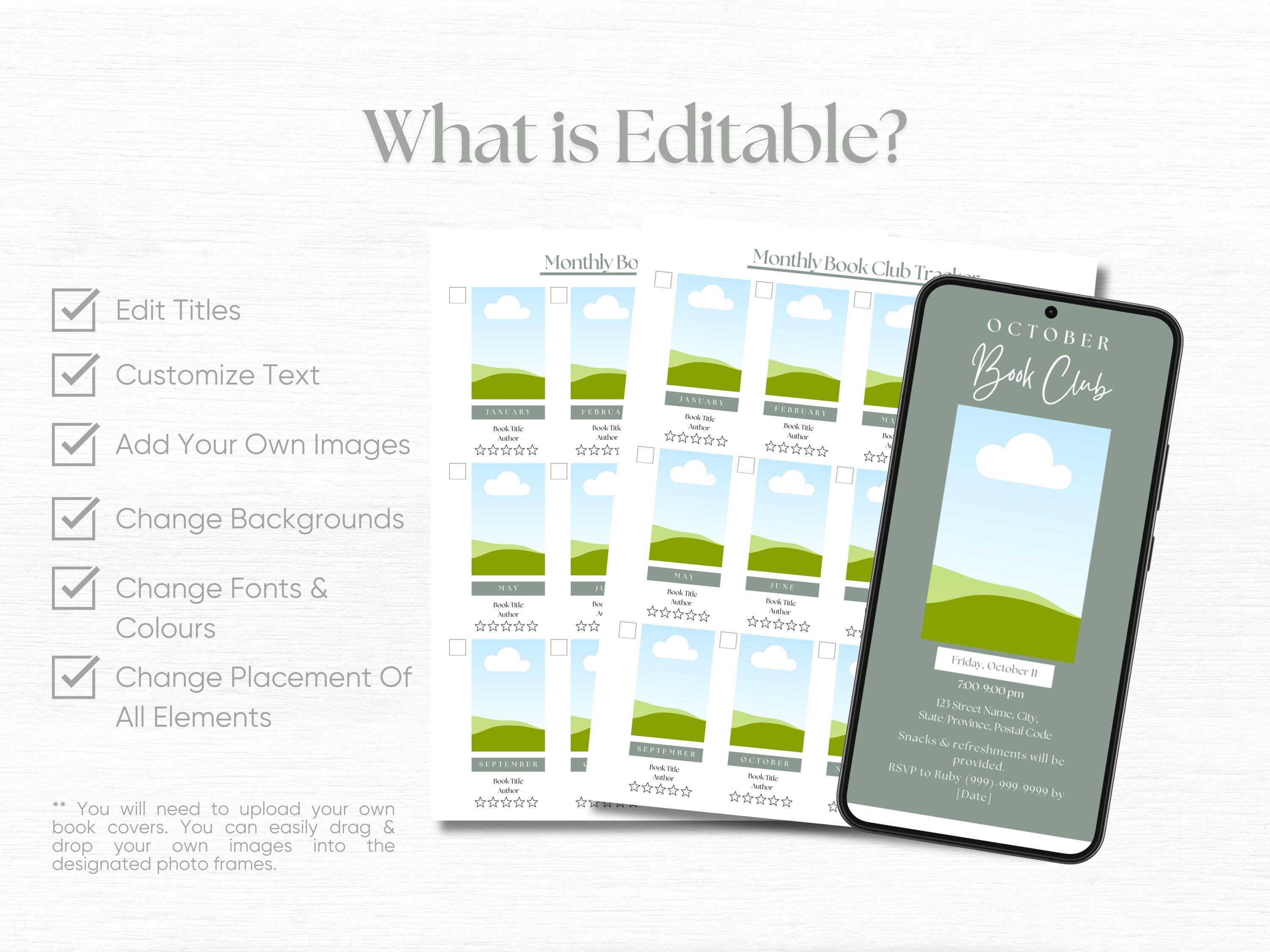 Book Club Planner Template Printable Book Club Tracker Template ...