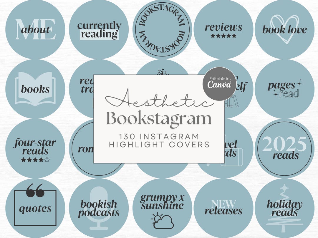 Bookstagram Highlight Covers, Book Lover Icons (canva Template) - Etsy