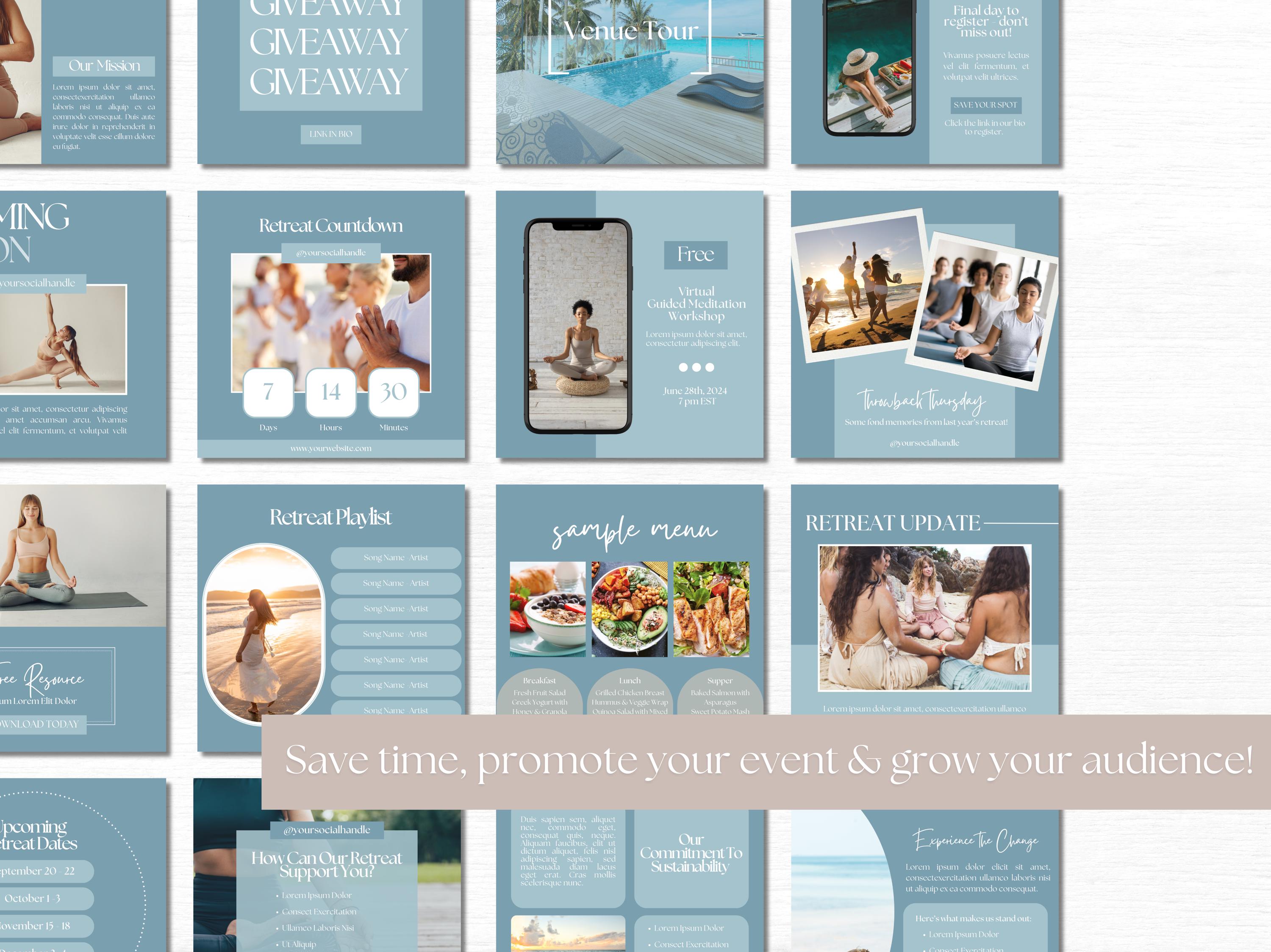 Wellness Retreat Instagram Post Template Yoga Retreat Promotion Women ...