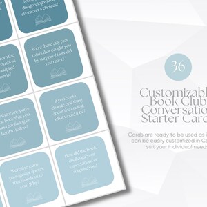 Book Club Conversation Starter Cards Customizable Book Club Discussion ...