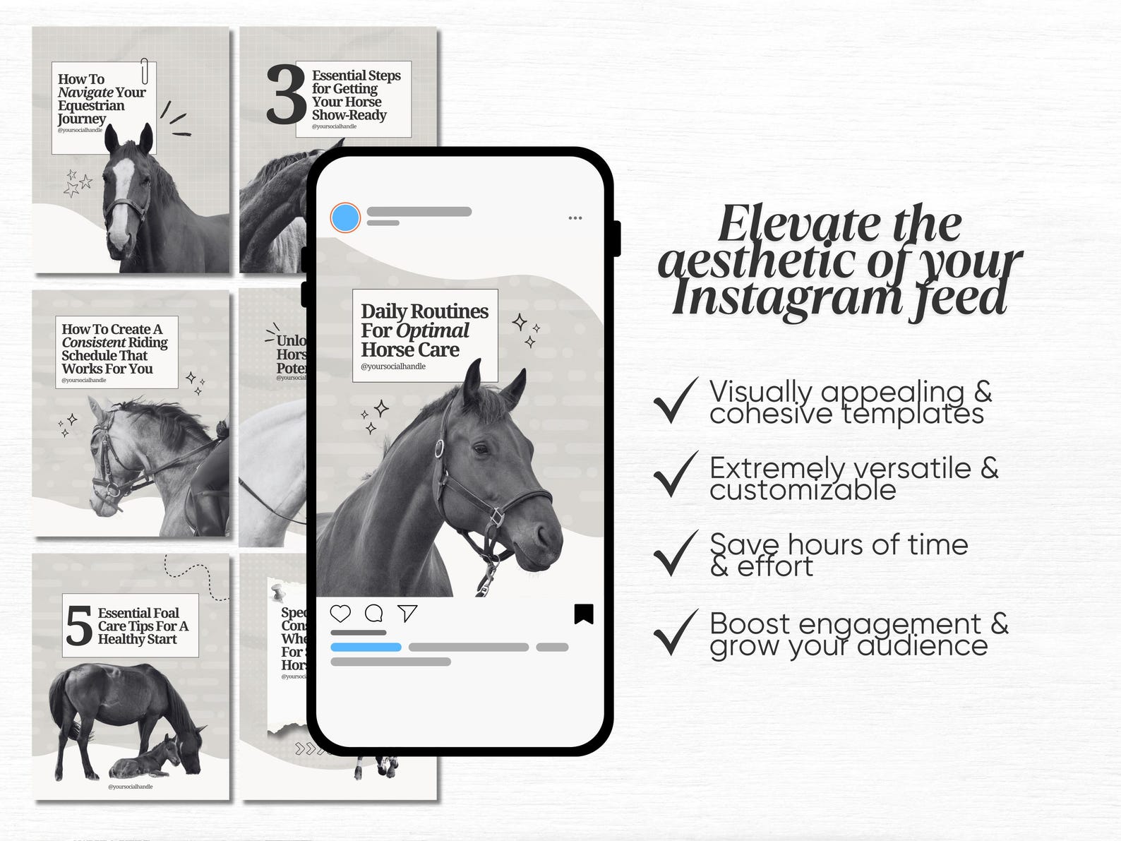 Horse Social Media Equestrian Instagram Post Template Customizable ...
