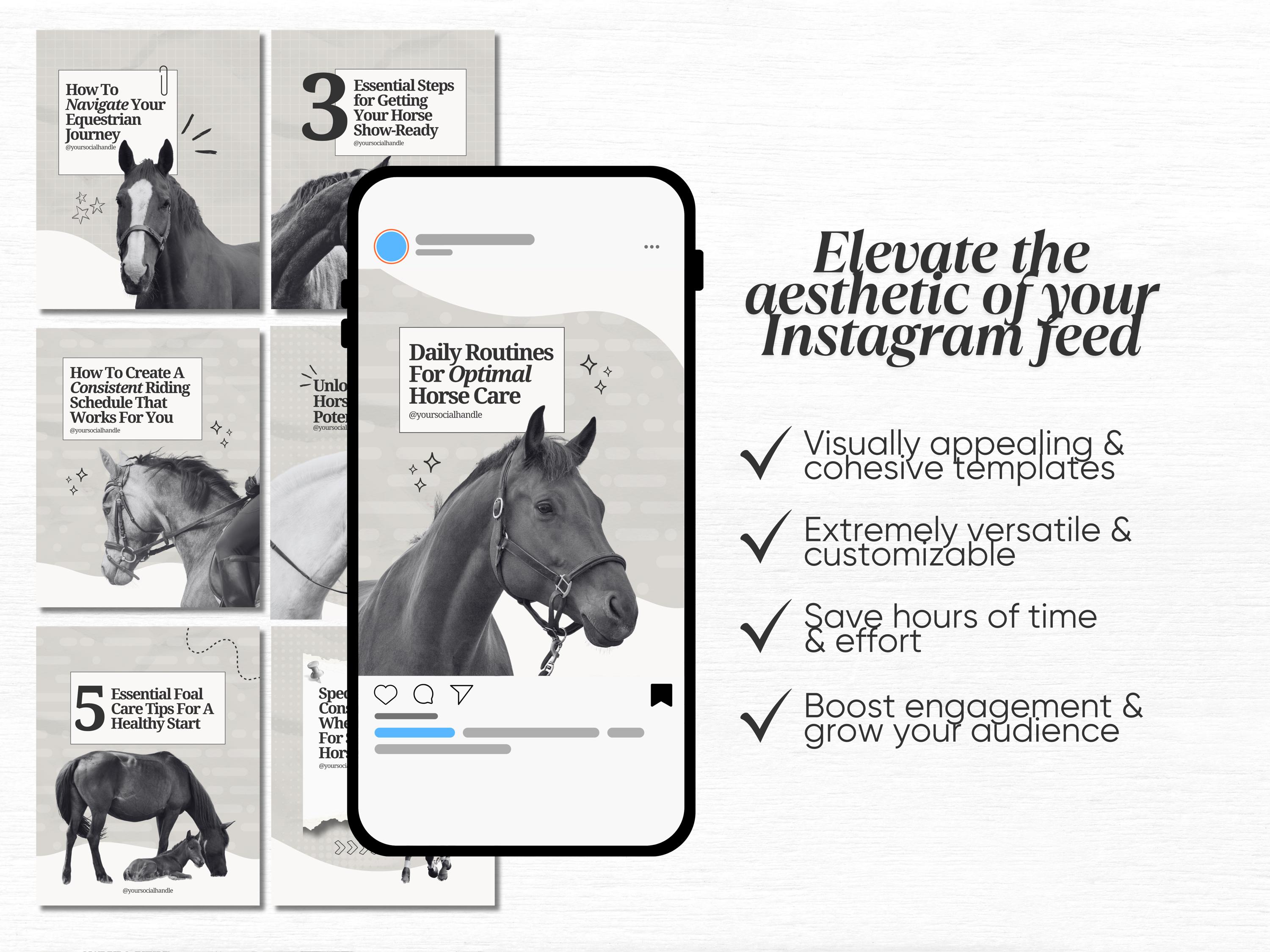 Horse Social Media Equestrian Instagram Post Template Customizable ...