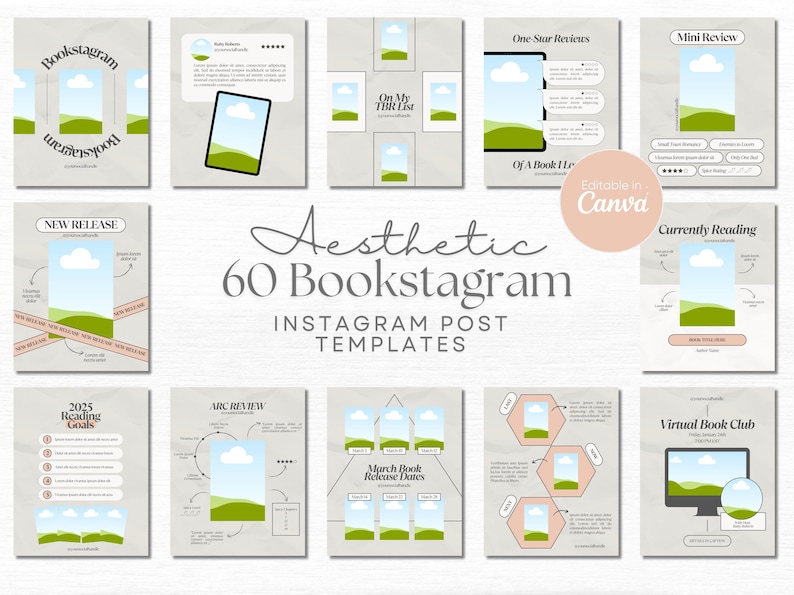 Book Instagram Bookstagram Canva Template Bookish Instagram Book Lover ...