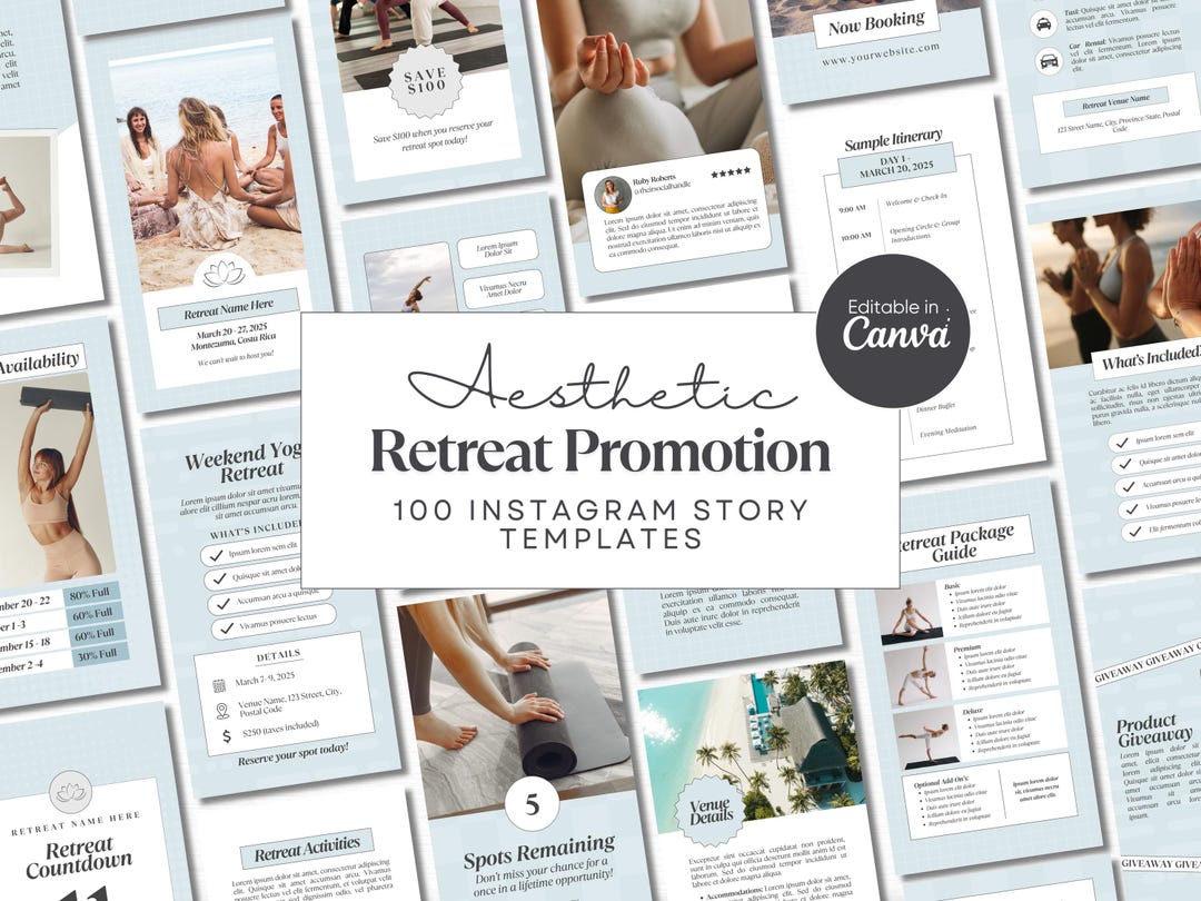 Wellness Retreat Instagram Story Template Yoga Retreat Planning Women ...