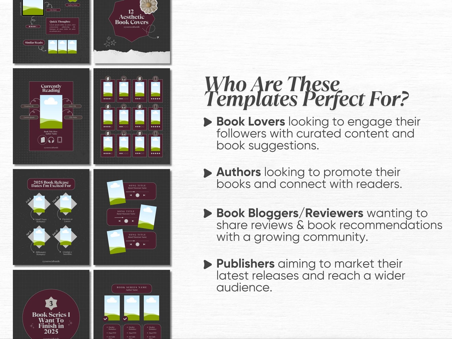 Book Instagram Bookstagram Canva Template Bookish Instagram Book Trope ...