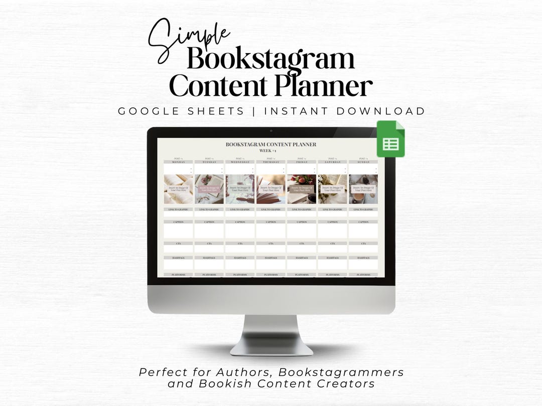 Bookstagram Monthly Social Media Content Calendar Template Google Sheet ...