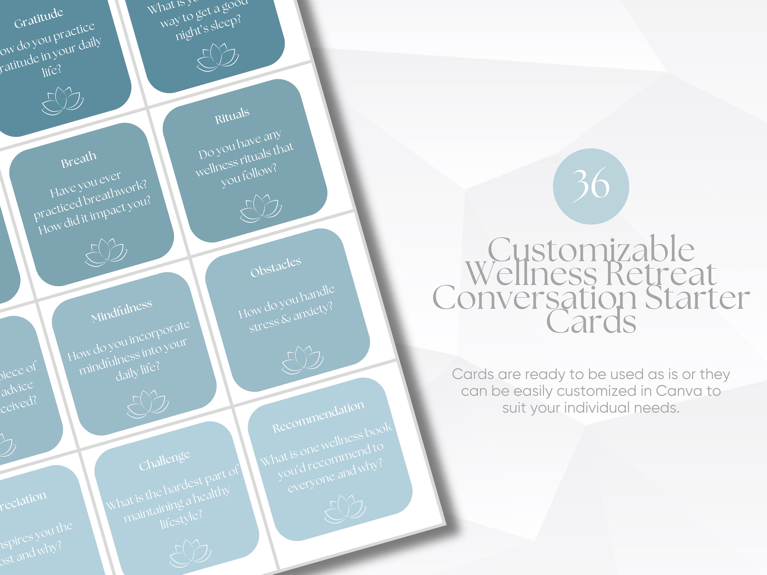 Wellness Retreat Conversation Starter Cards Retreat Participant ...