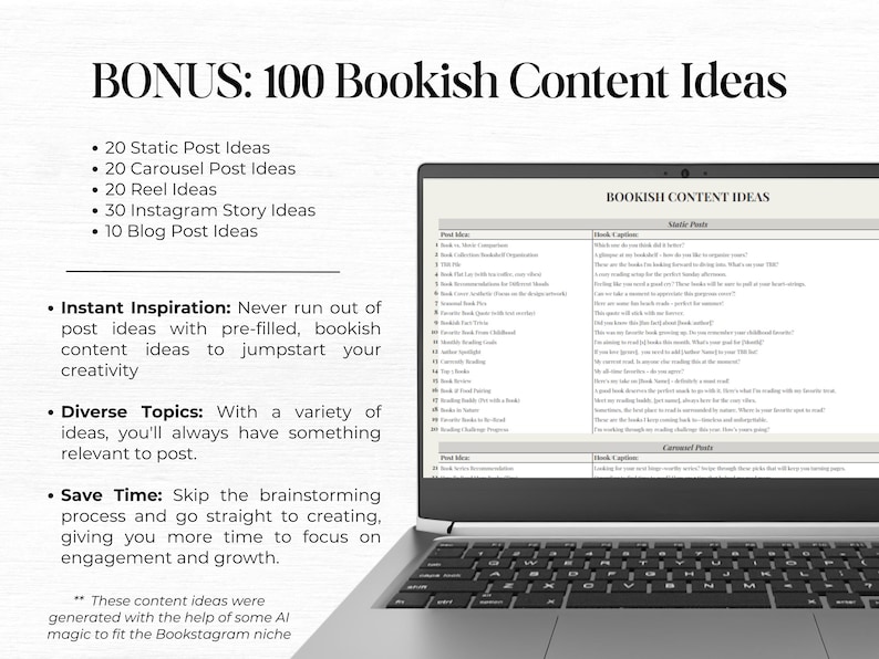 Bookstagram Monthly Social Media Content Calendar Template Google Sheet ...