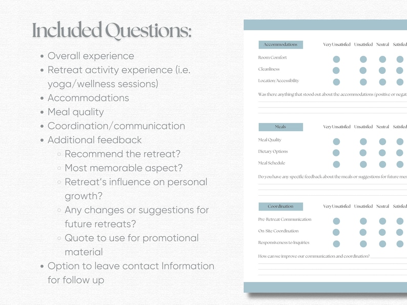 Retreat Feedback Form Template Customizable Survey Form Yoga Retreat ...