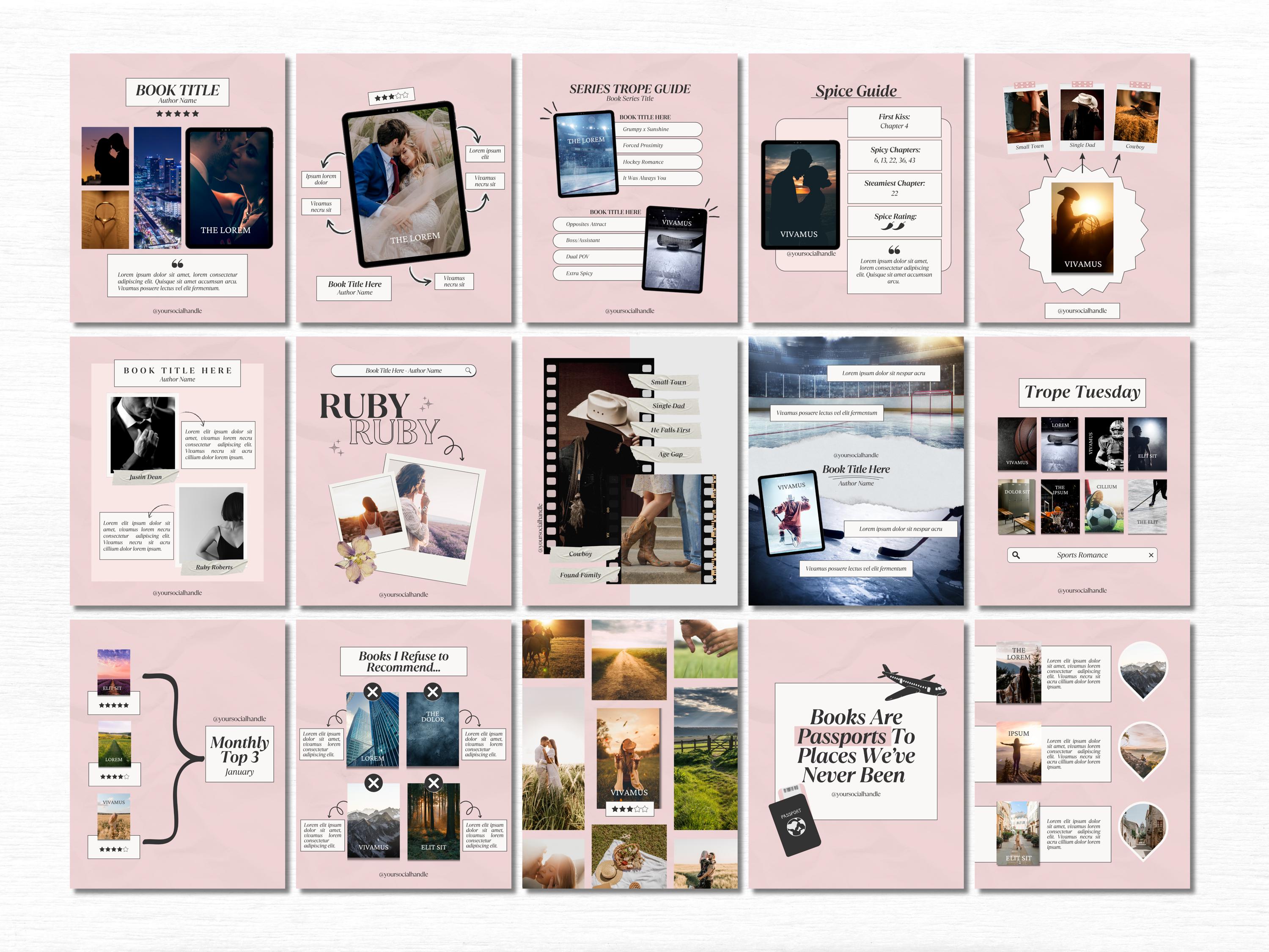 Book Instagram Bookstagram Canva Template Bookish Instagram Book Trope ...