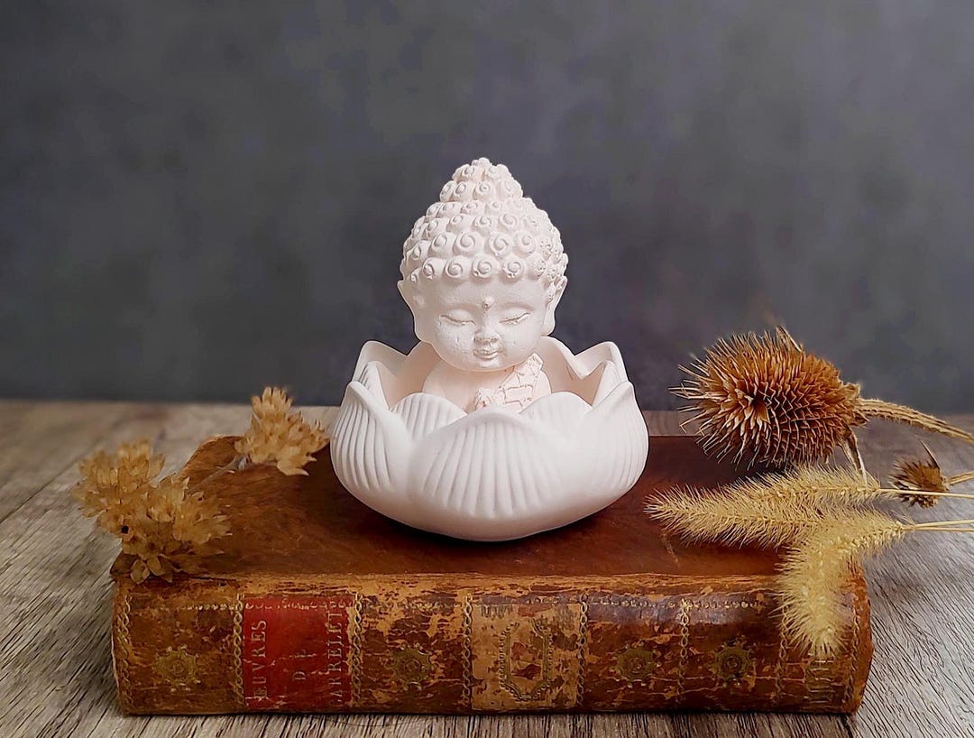 Mini Buddha & Lotus Flower: Meditation Figurine Gift, Zen Home Office ...
