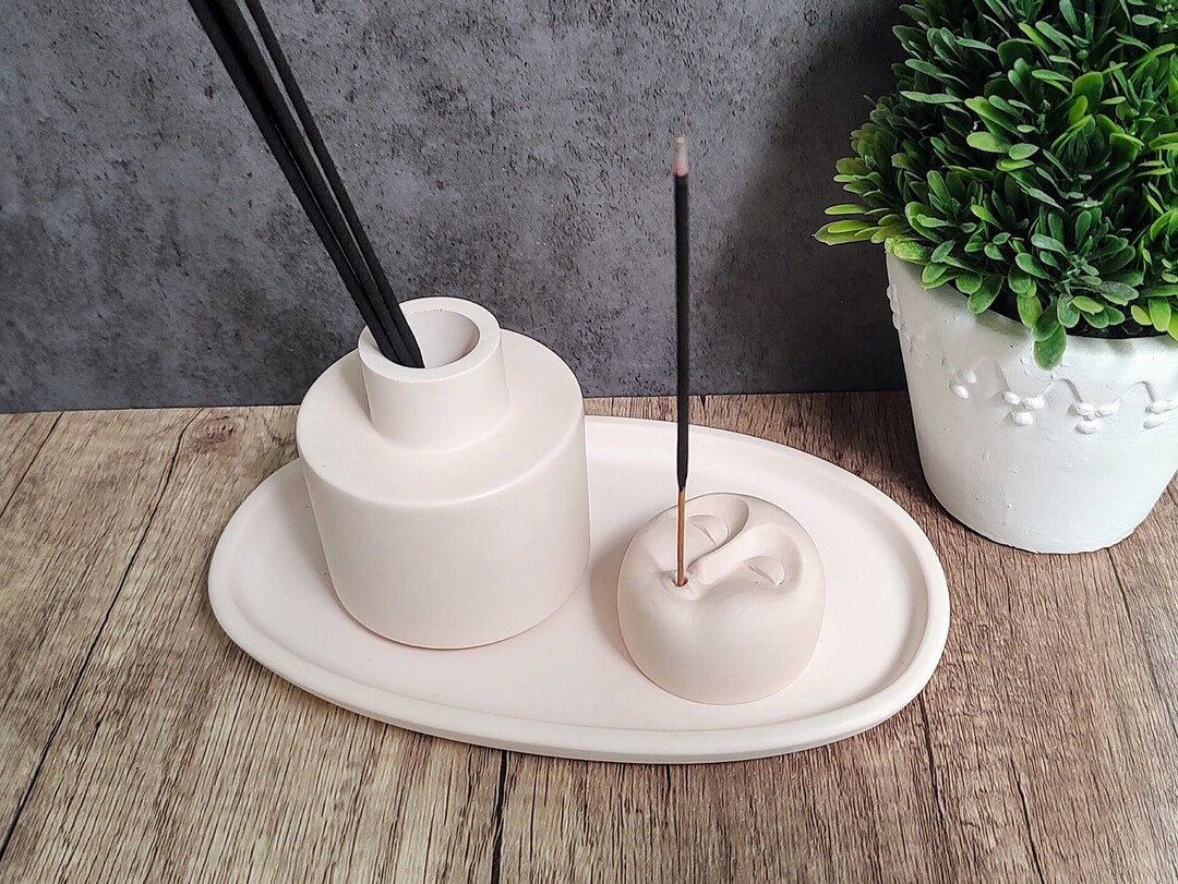 Incense Burner Set: Cute Face Incense Stick Holder and Tray | Bookshelf ...