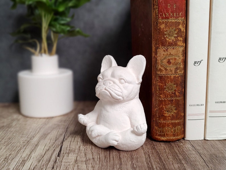 Yoga French Bulldog: Frenchie Figurine, Bookshelf Decor, Zen Meditation ...