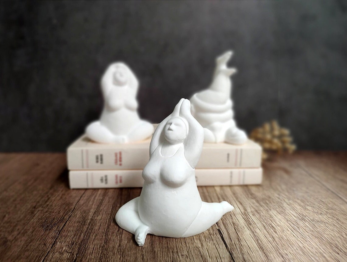 Yoga Poses Figurines: Women Sculpture for Bookshelf or Studio Decor ...