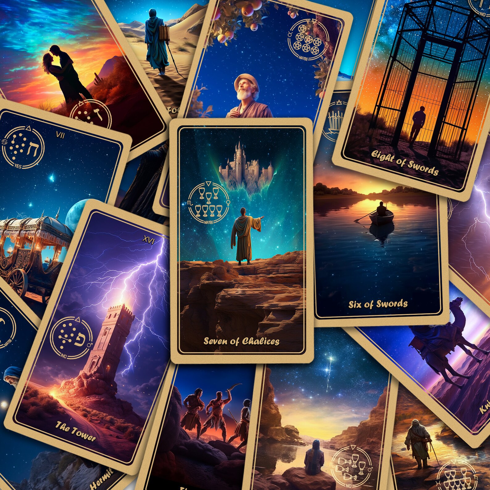 The Desert Night Tarot: Where Stars Whisper to the Soul 78 Tarot Cards ...