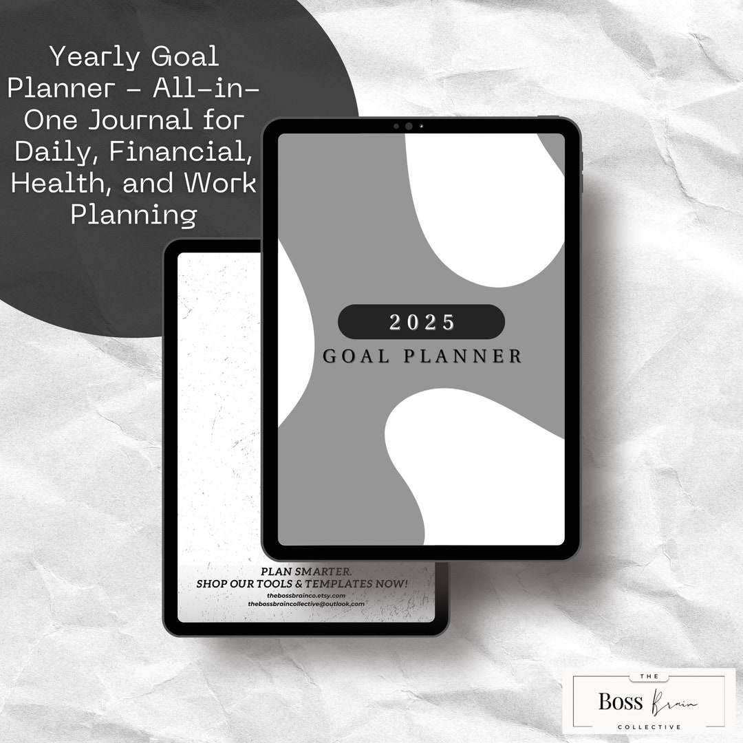 Digital or Printable Yearly Goal Planner - All-in-one Journal for Daily ...