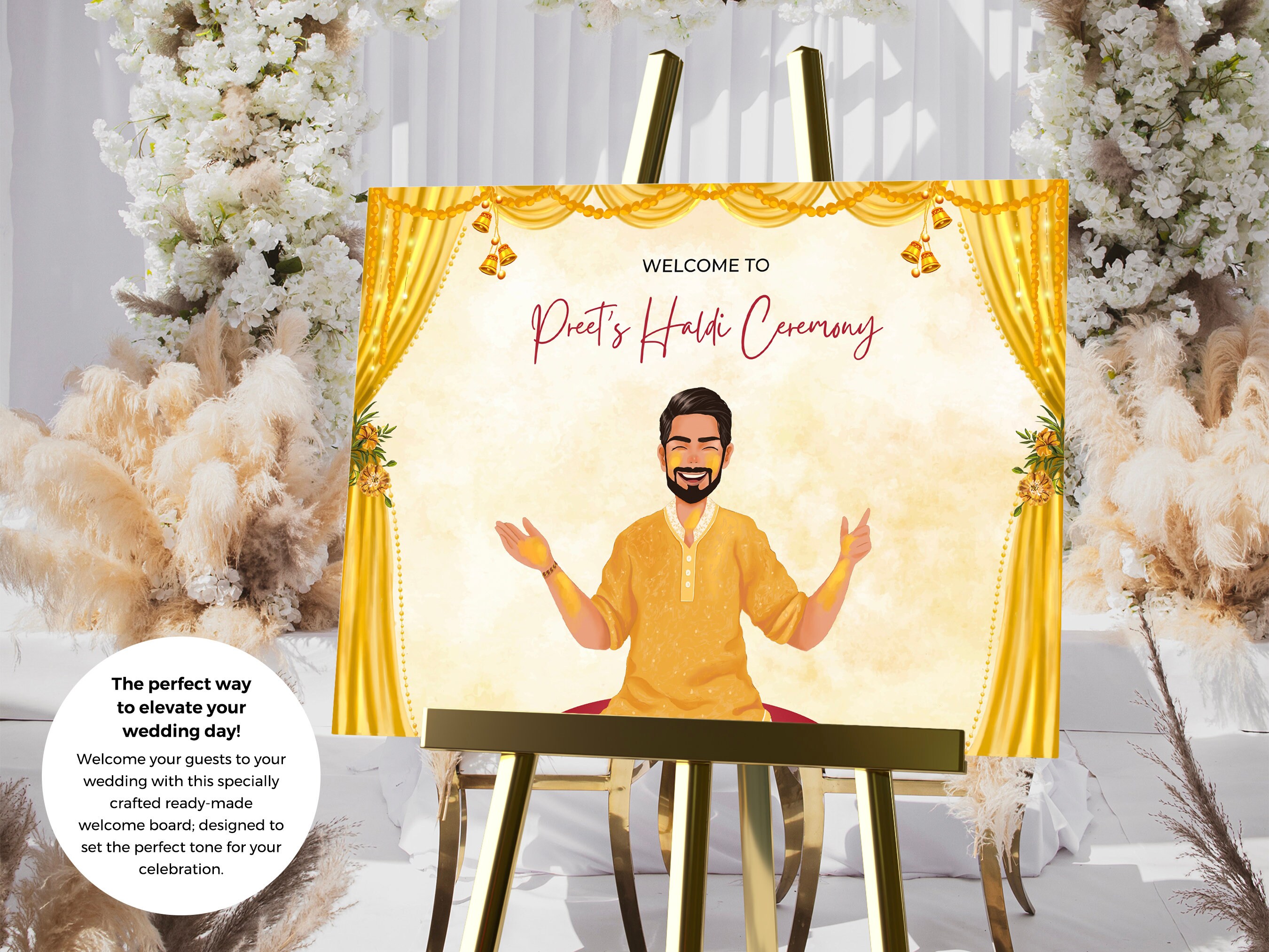 Haldi Sign Template, Haldi Signs, Haldi Signage Board, Haldi Welcome ...