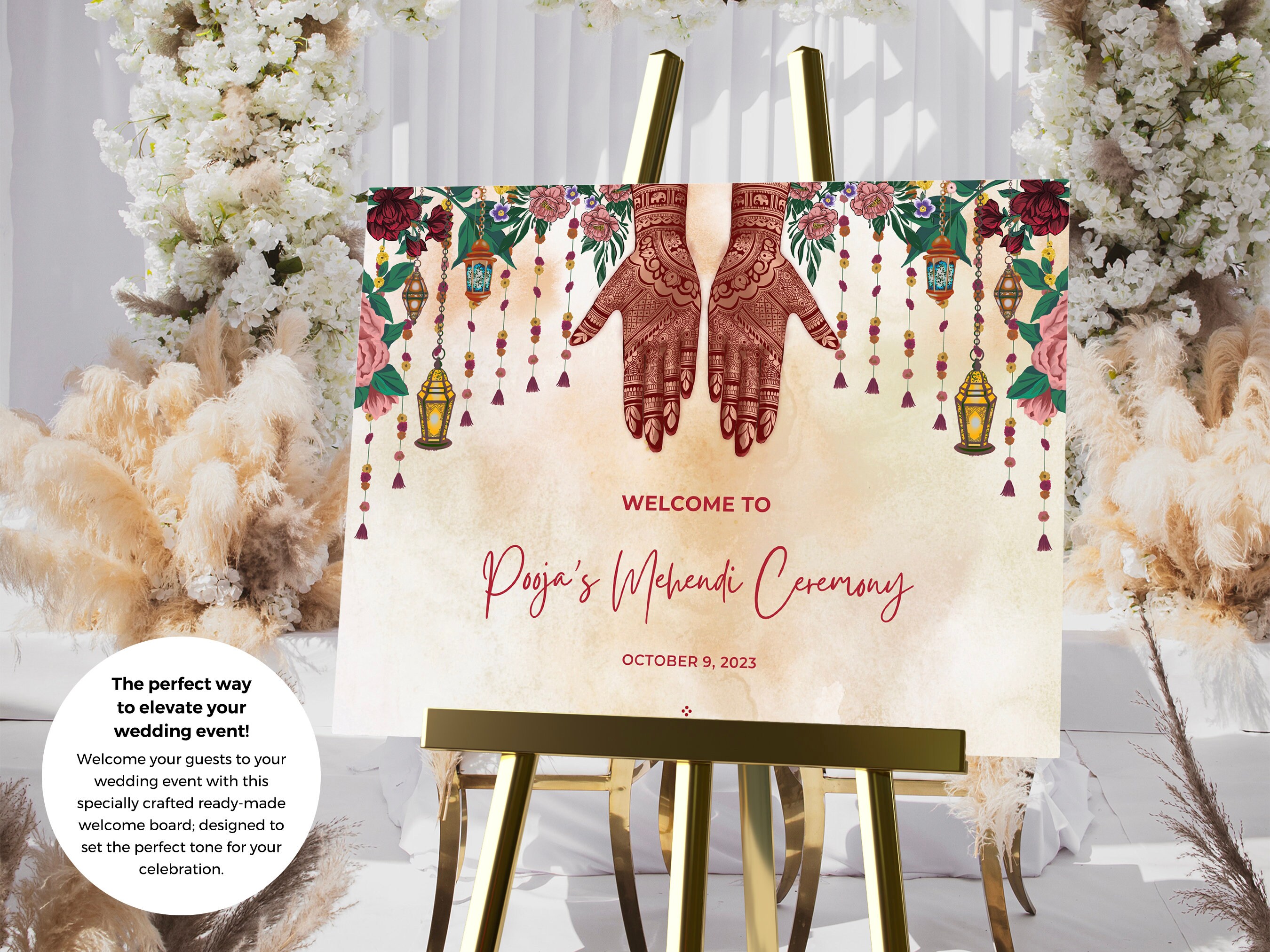 Mehndi Welcome Sign, Mehendi Wedding Sign Indian Welcome to Mehndi Sign ...