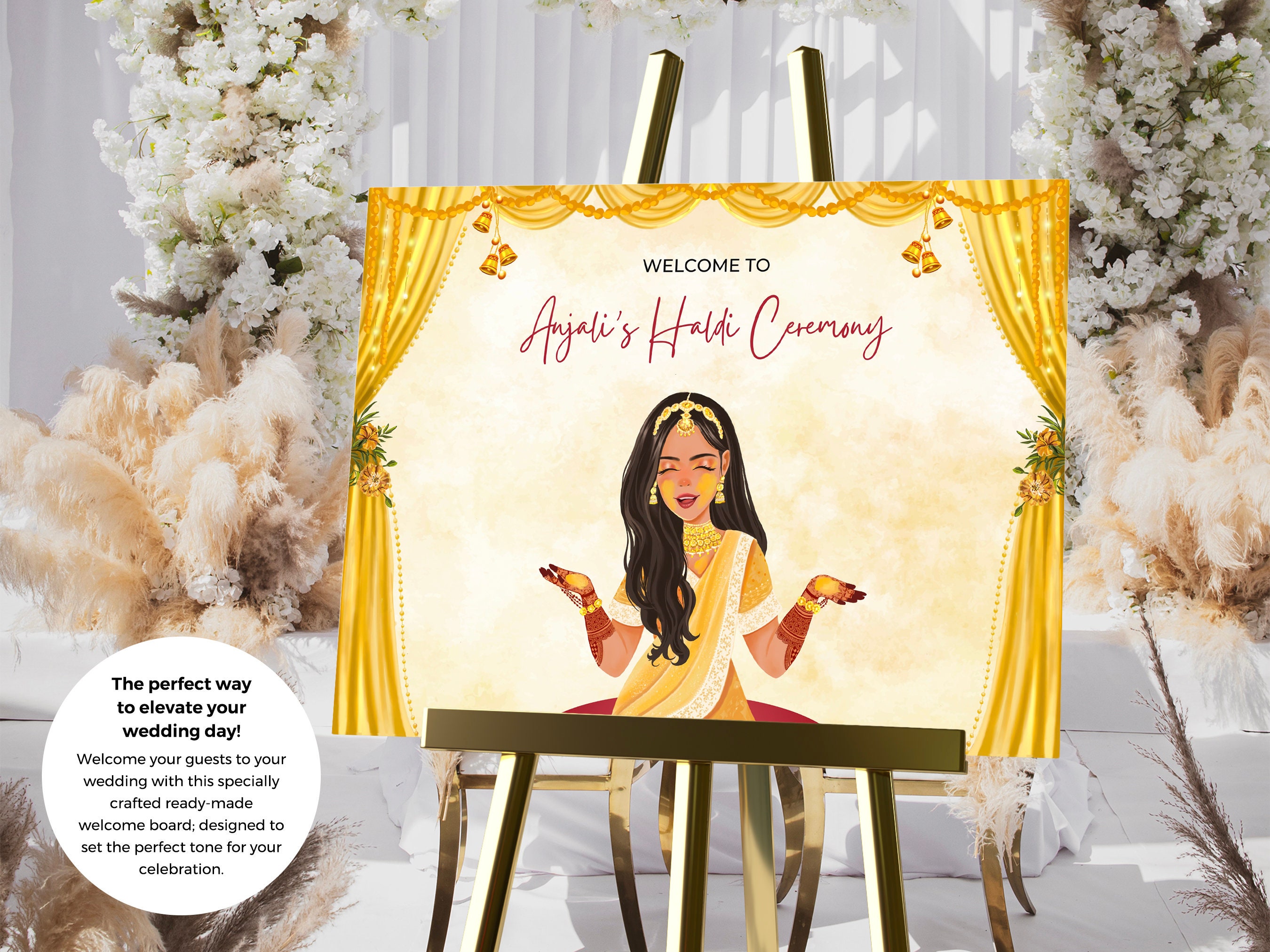 Haldi Sign Template, Haldi Signs, Haldi Signage Board, Haldi Welcome ...