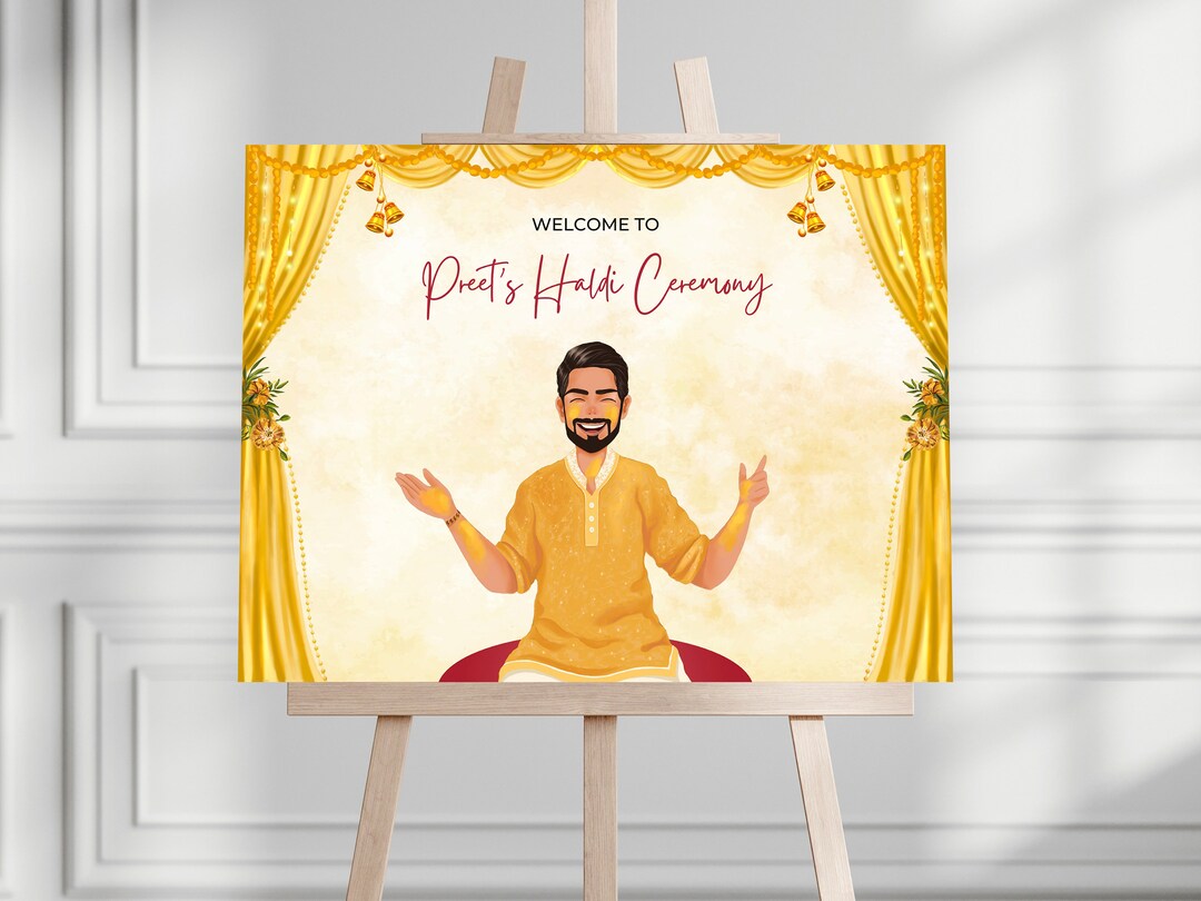 Haldi Sign Template, Haldi Signs, Haldi Signage Board, Haldi Welcome ...