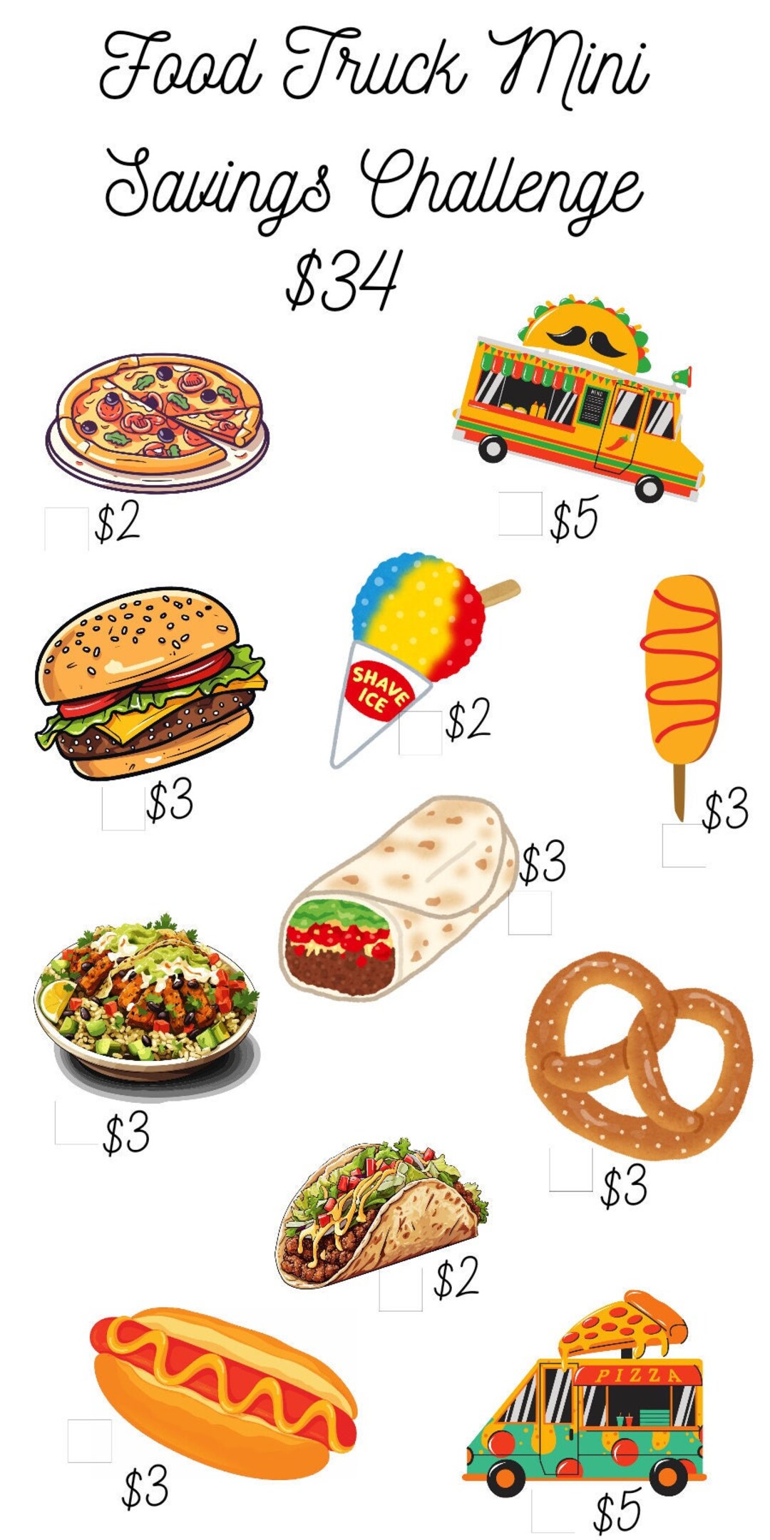 Food Truck Mini Savings Challenge - Etsy