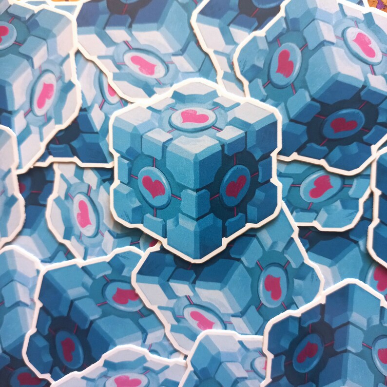 PORTAL Companion Cube Sticker - Etsy