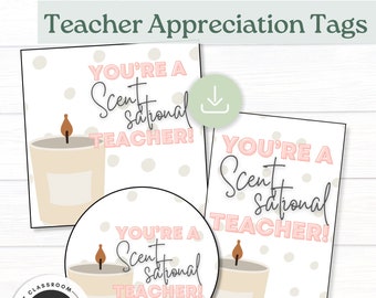 Teacher Candle Gift Tags, Teacher Gift Tags, Teacher Appreciation ...