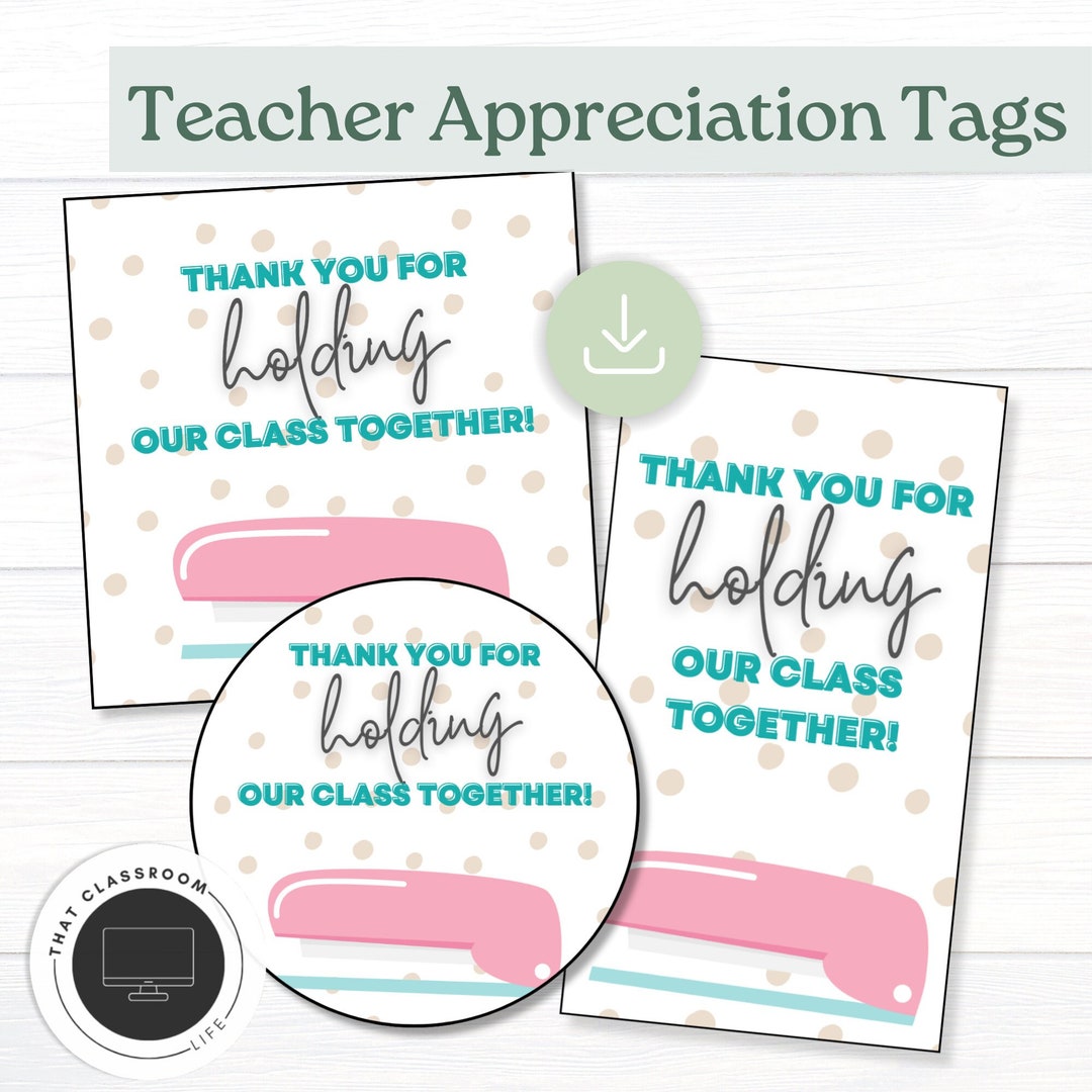 Teacher Appreciation Tag Teacher Gift Tags Stapler - Etsy