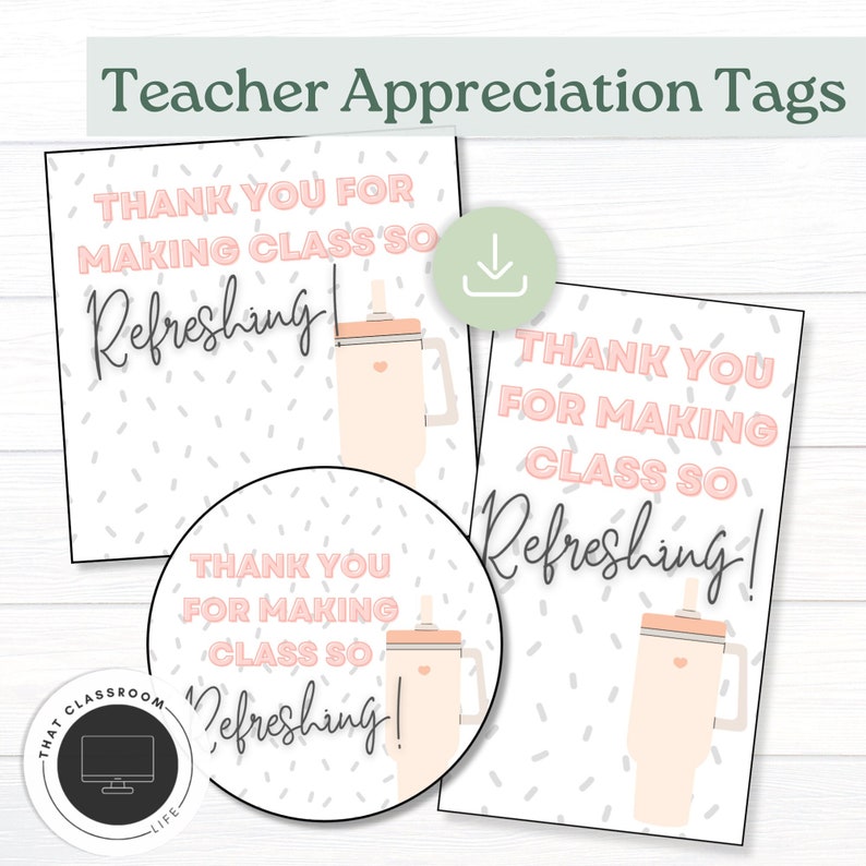 Teacher Appreciation Tag Teacher Gift Tags Tumbler - Etsy