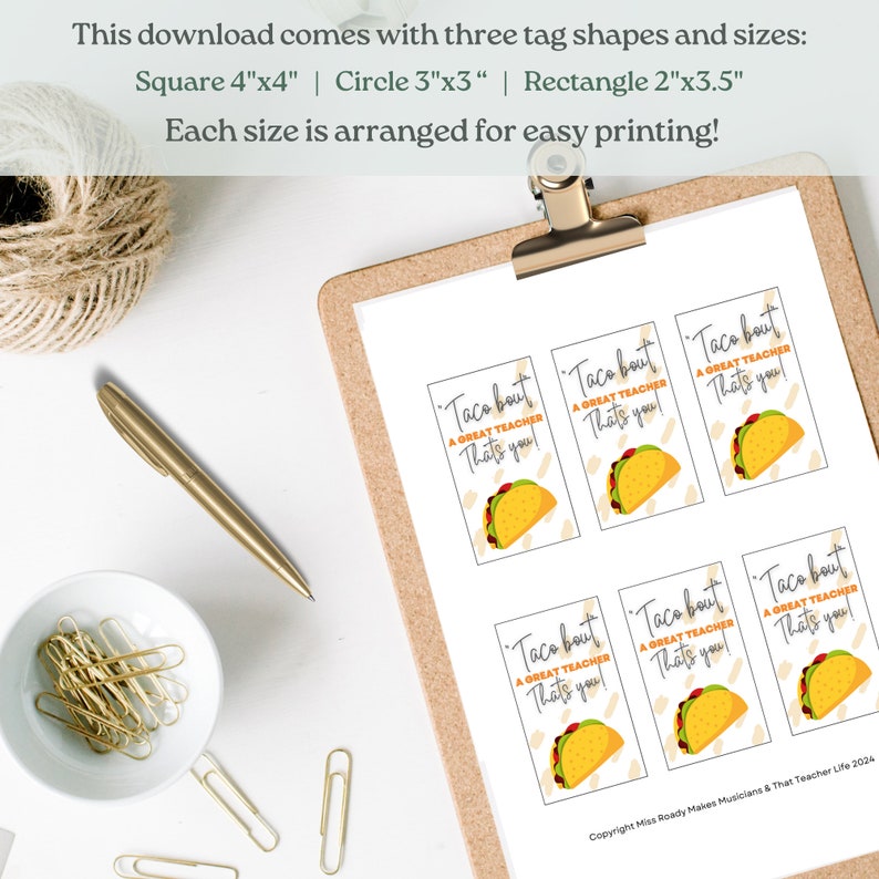 Teacher Appreciation Tag Teacher Gift Tags Taco - Etsy