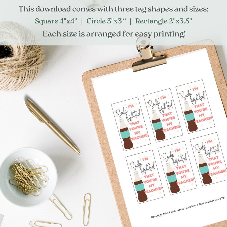 Teacher Appreciation Tag Teacher Gift Tags Soda - Etsy